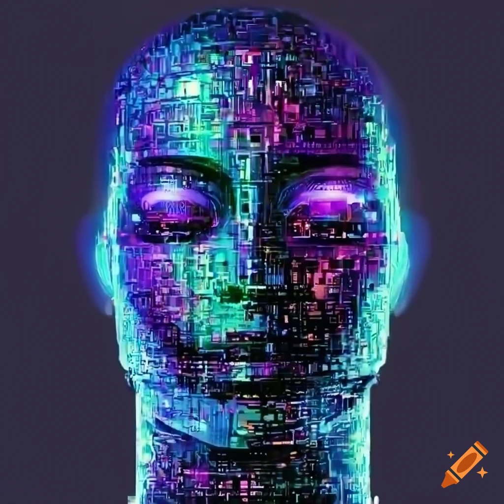 Futuristic computer matrix ai face on Craiyon