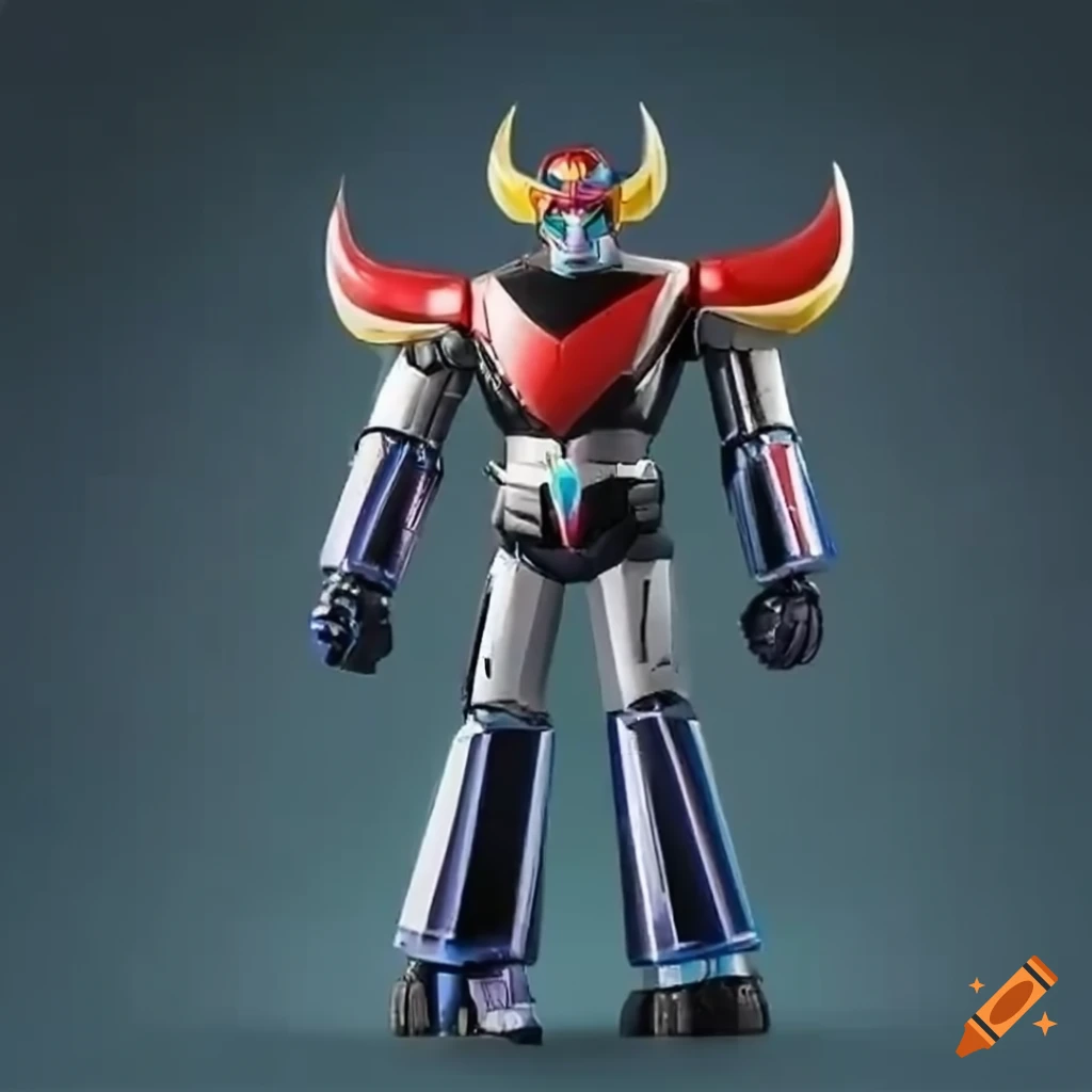 Grendizer robot battling a giant monster lizard on Craiyon