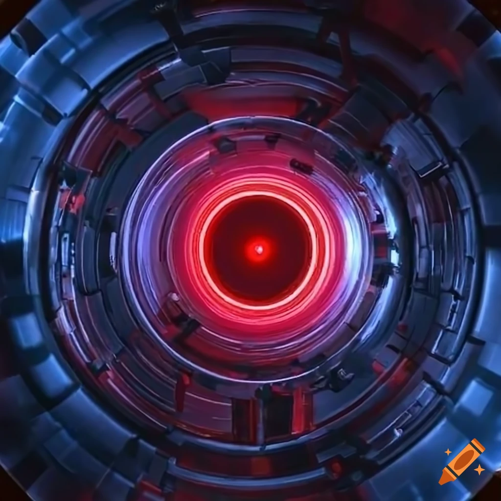 Glowing red reactor core in detailed view on Craiyon