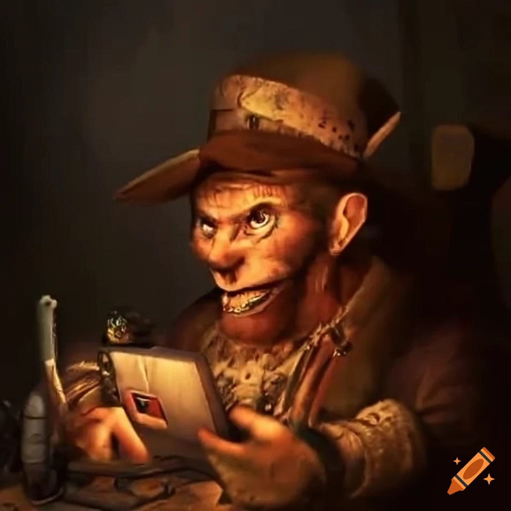 Hillbilly playing computer games on Craiyon