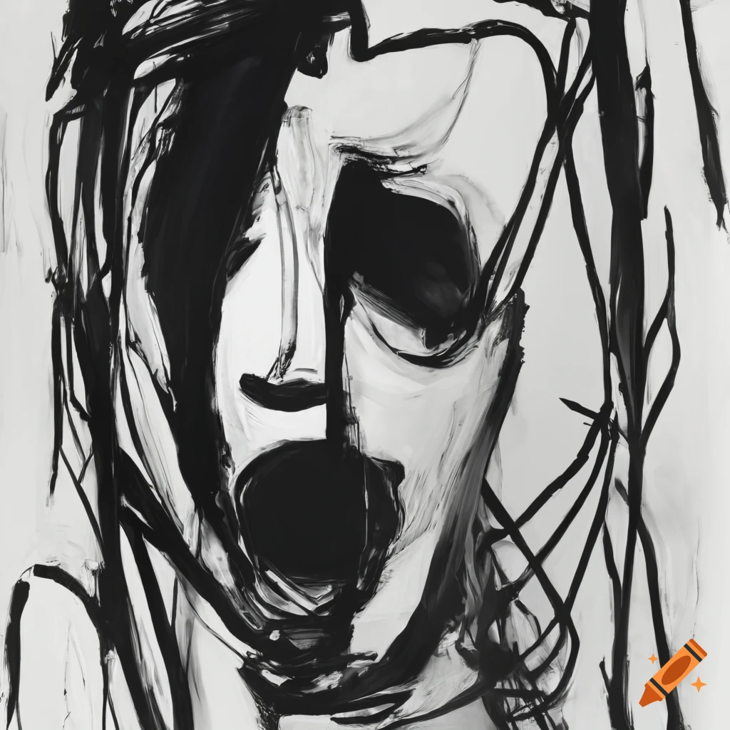 Portrait of a shrouded woman in the style of Baselitz and De Kooning on ...