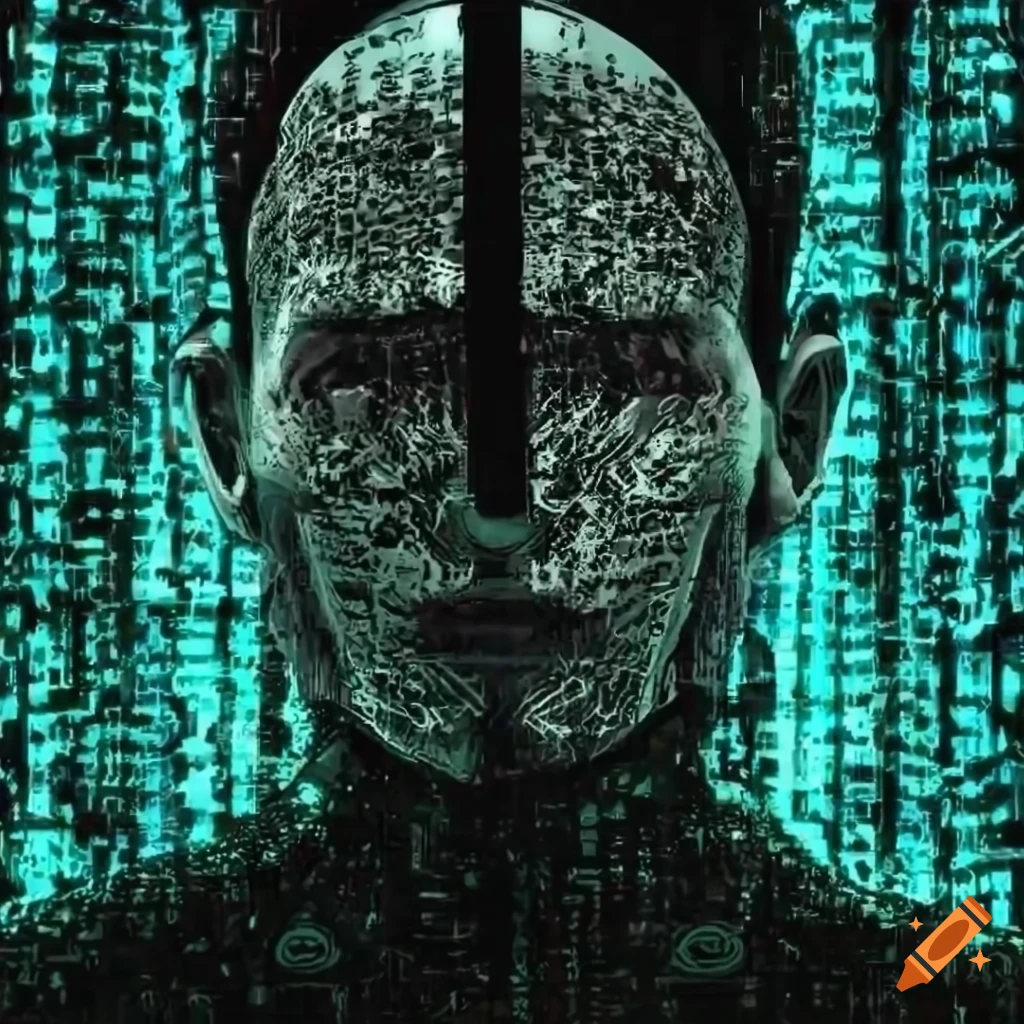 Futuristic computer matrix ai face on Craiyon