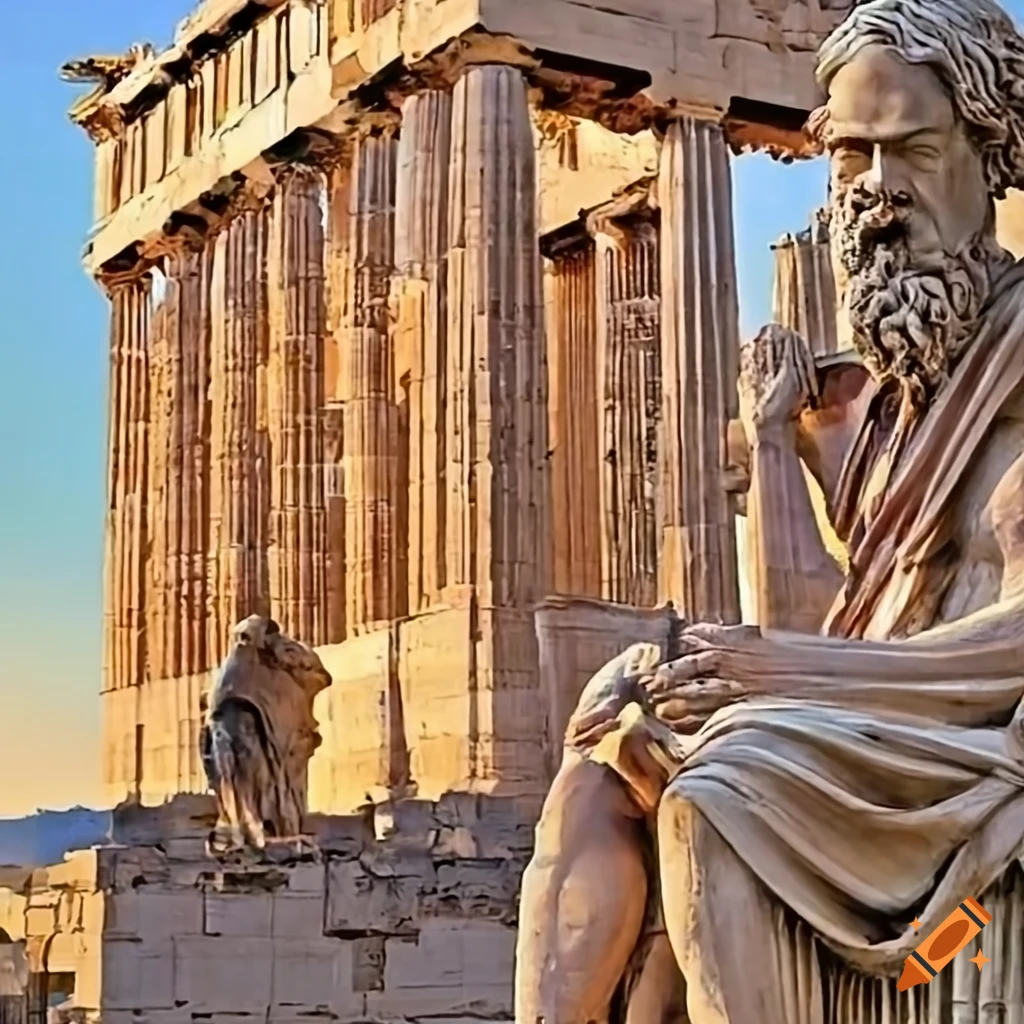 Parthenon and socrates depicted together on Craiyon