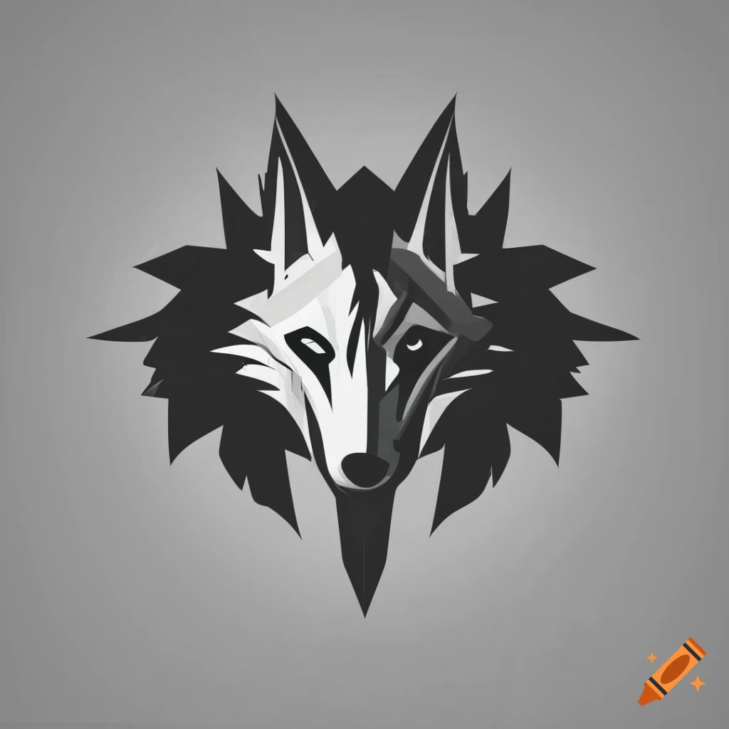 Symmetrical minimalist coyote head logo design in vector style on Craiyon