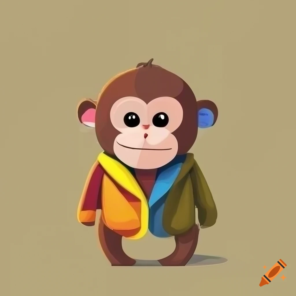 Two cute monkeys in coats holding hands in a singing pose on Craiyon