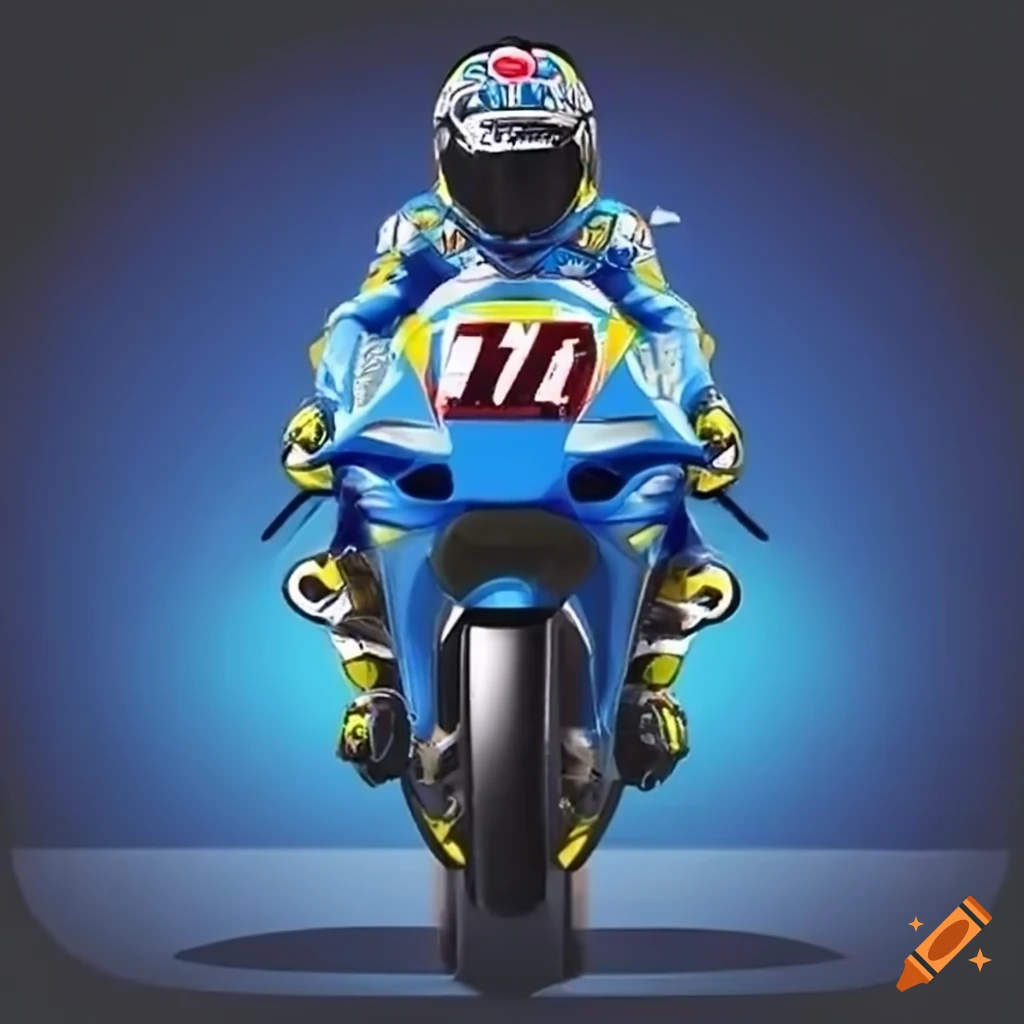 Blue motogp racer on Craiyon