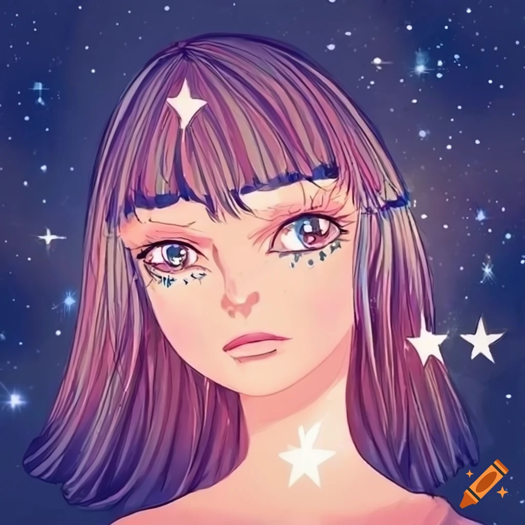 Sketch of a girl with stars in her eyes on Craiyon