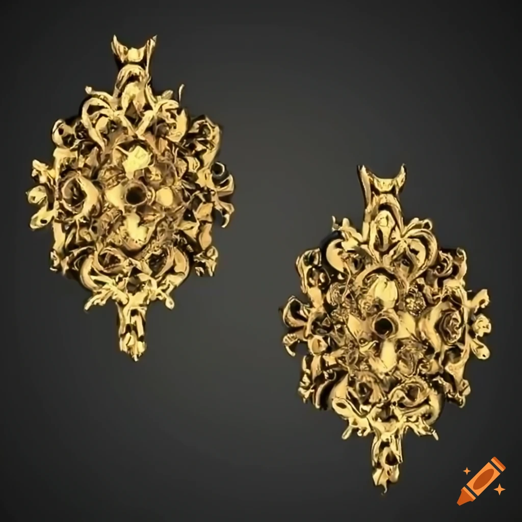 Detailed complex gold earring texture with ornamental design on Craiyon