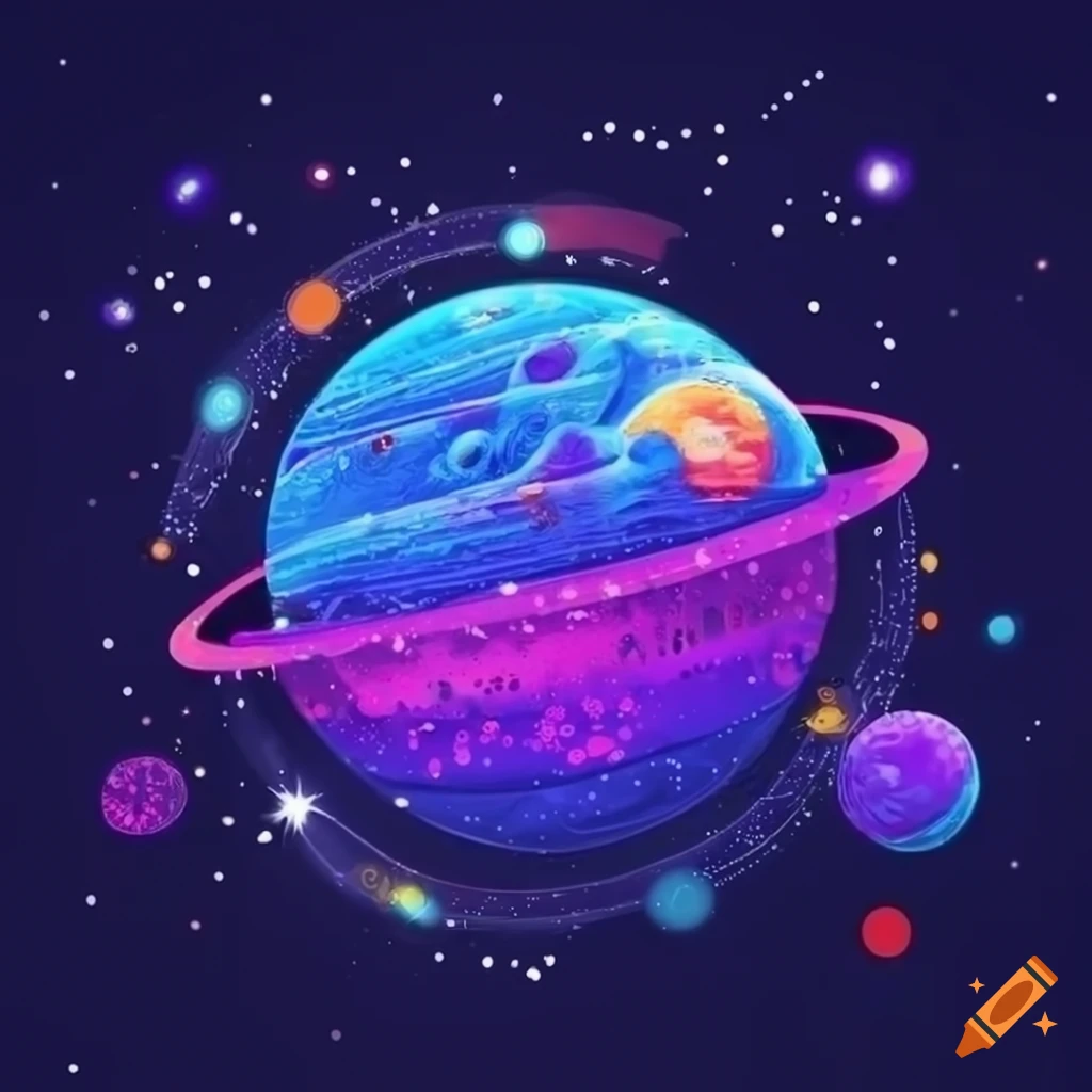 Intricately detailed astronomical illustrations in space inspired by ...