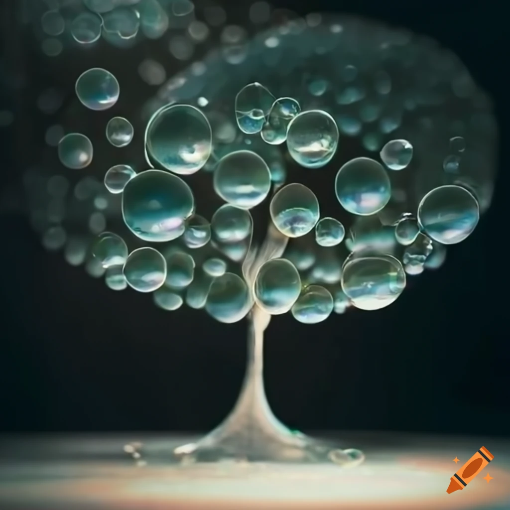 Bubble tree on a table on Craiyon