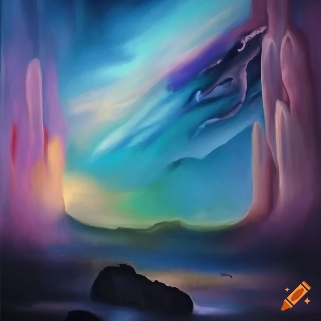 Surrealist ethereal landscapes in oil paintings on Craiyon