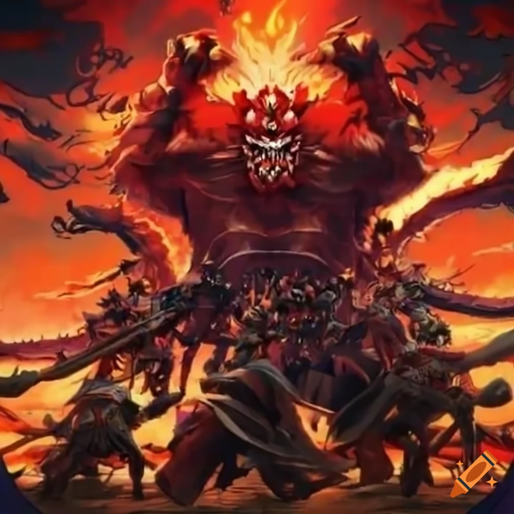 Epic final battle scene in a japanese demon game on Craiyon