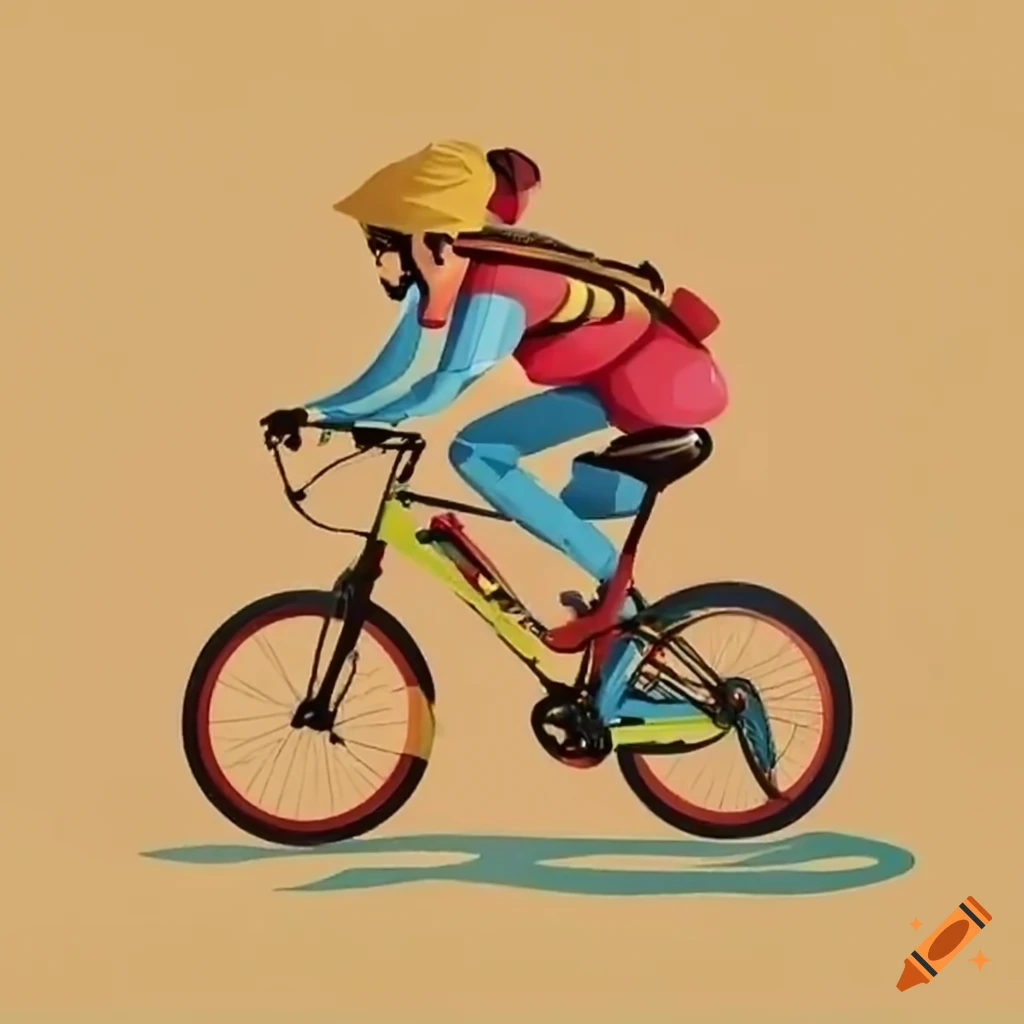 Mountain biker and runner in action on Craiyon