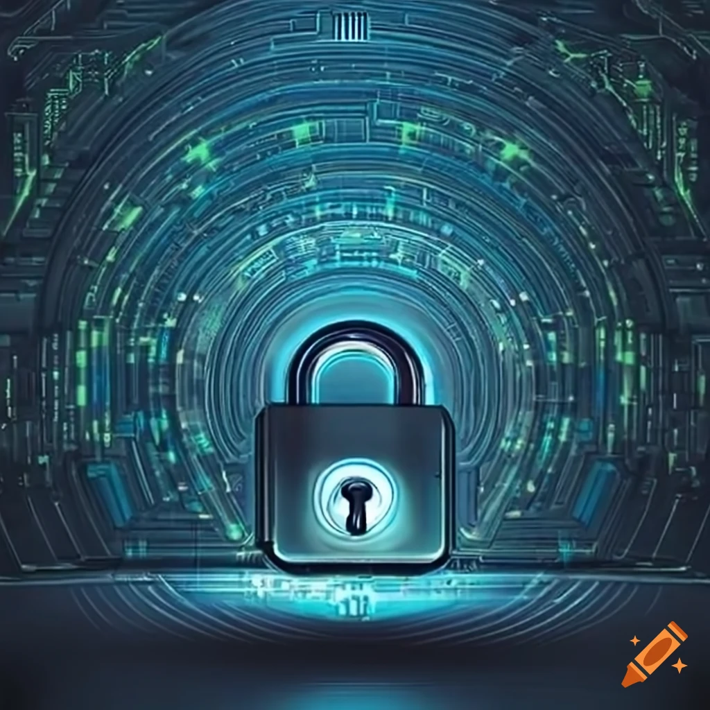 High tech lock with cyber background on Craiyon