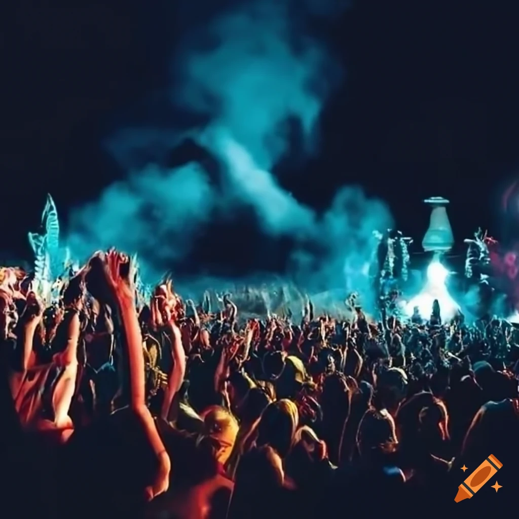 Large festival crowd gathering on Craiyon