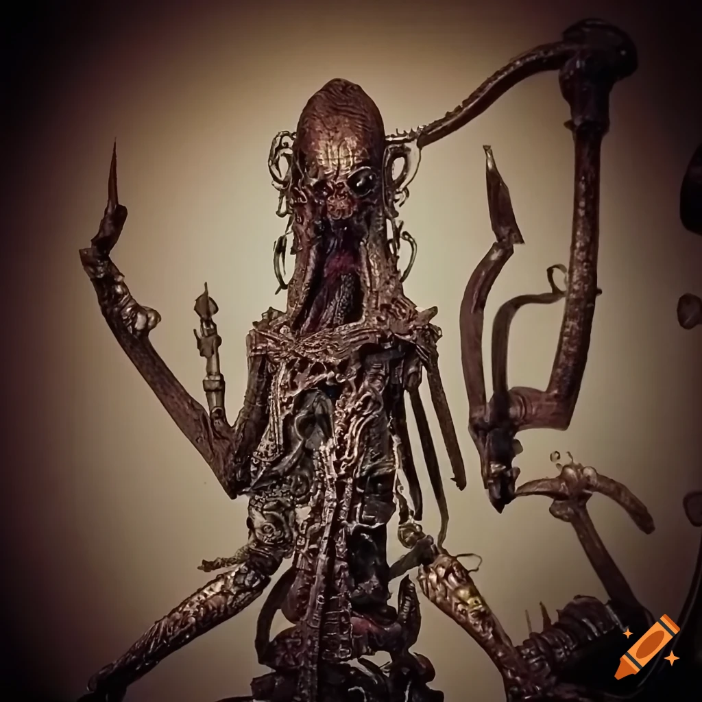 Eldritch Horror mechanical entity inspired by Nyarlathotep on Craiyon