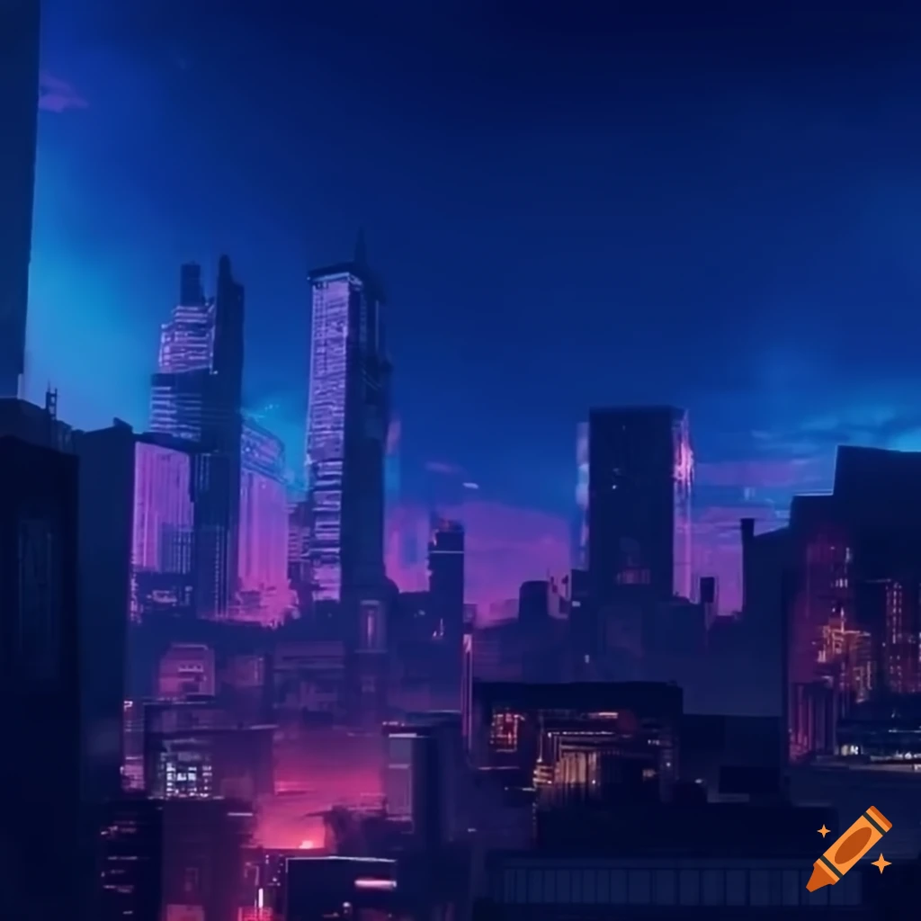 Lo-fi cyberpunk cityscape with flying vehicles from a high vantage ...