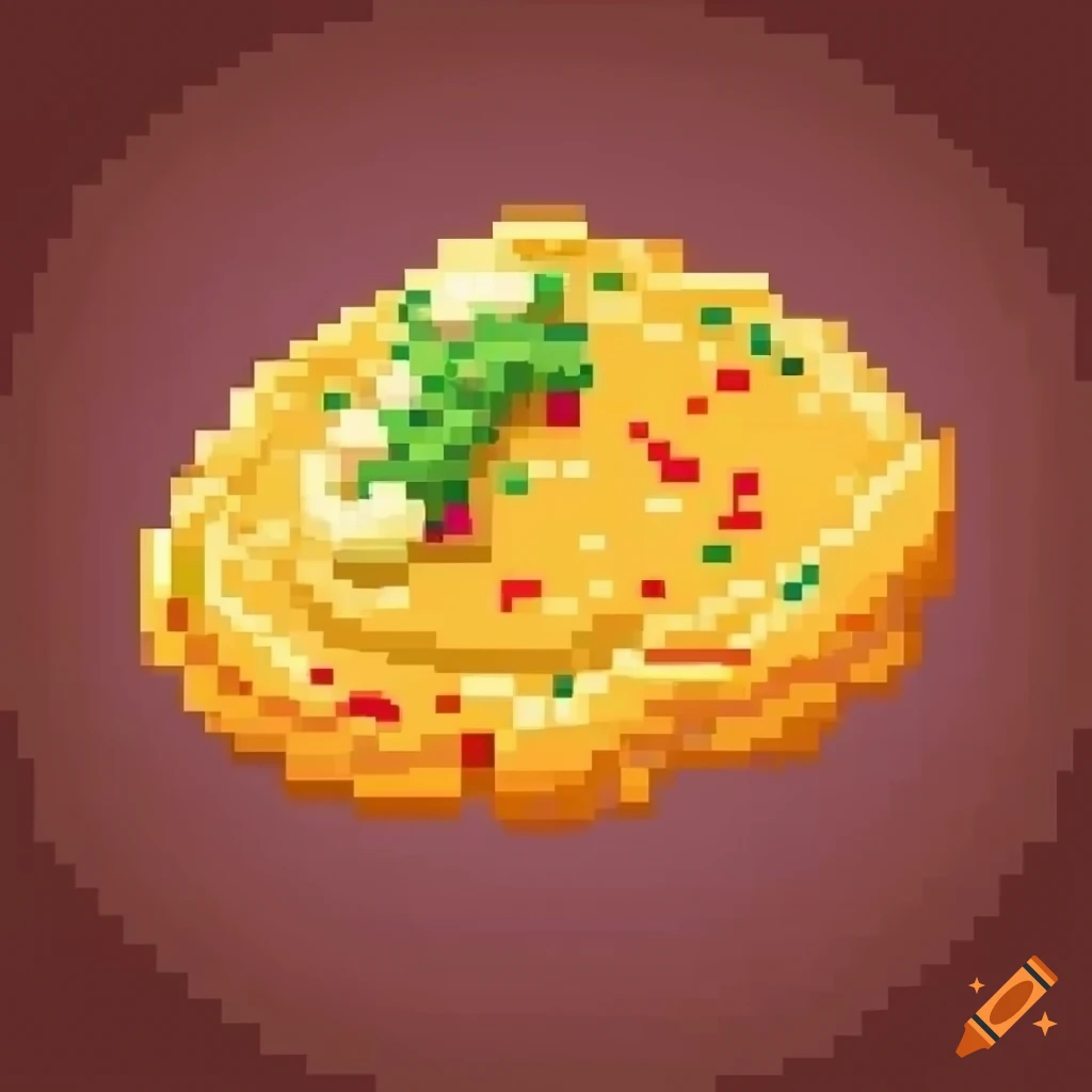 Pixel art of an omelette on Craiyon