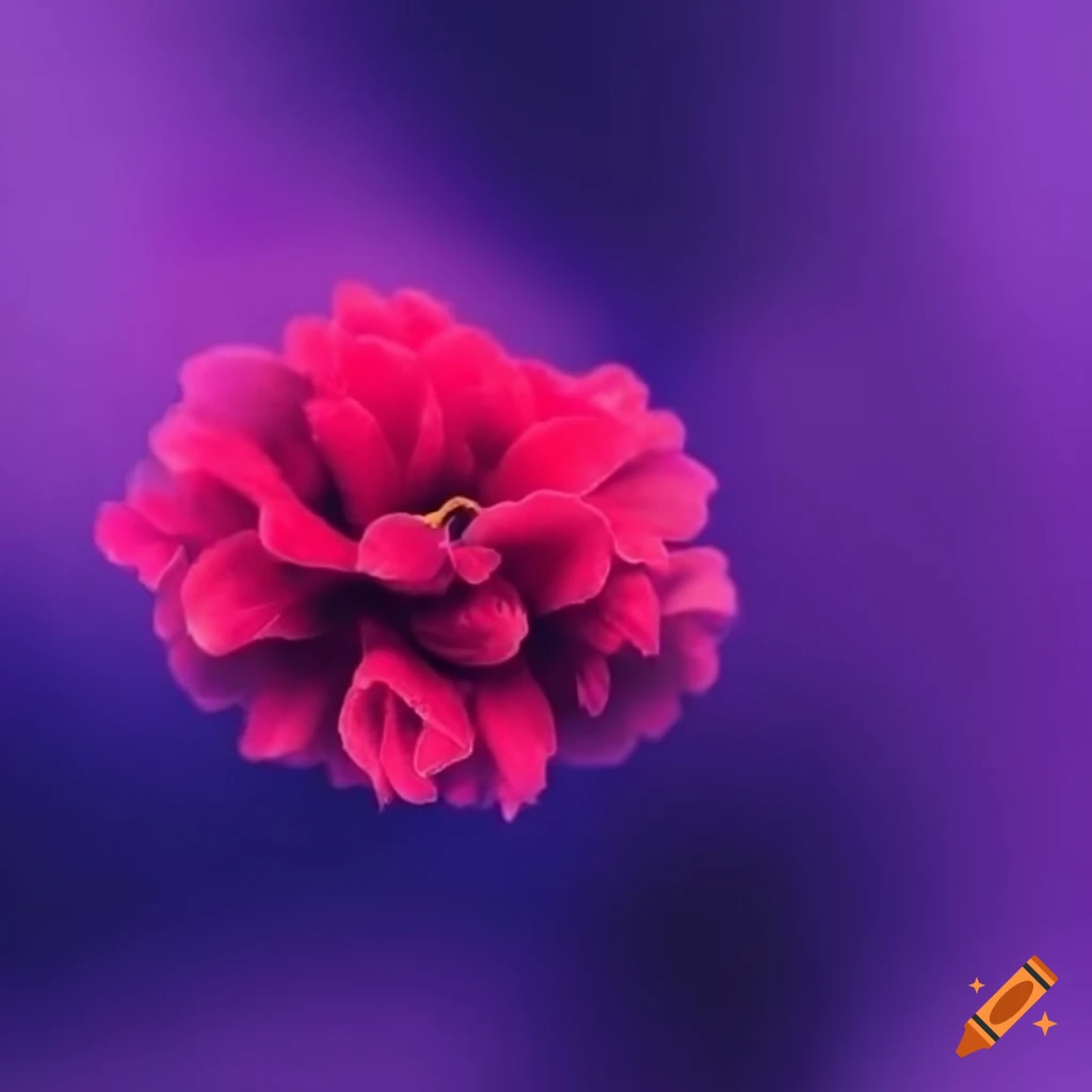 Red flower blooming in purple dust on Craiyon