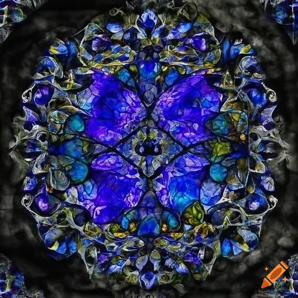 Dark artwork showcasing captivating stained-glass designs on Craiyon
