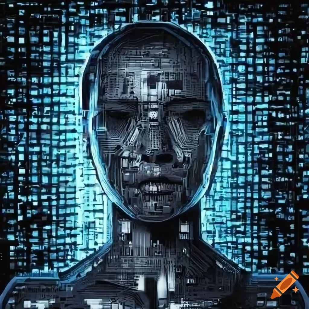 Futuristic ai computer matrix face on Craiyon
