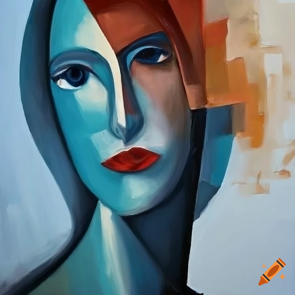 Minimalist abstract cubist smooth portrait of a woman in oil on Craiyon