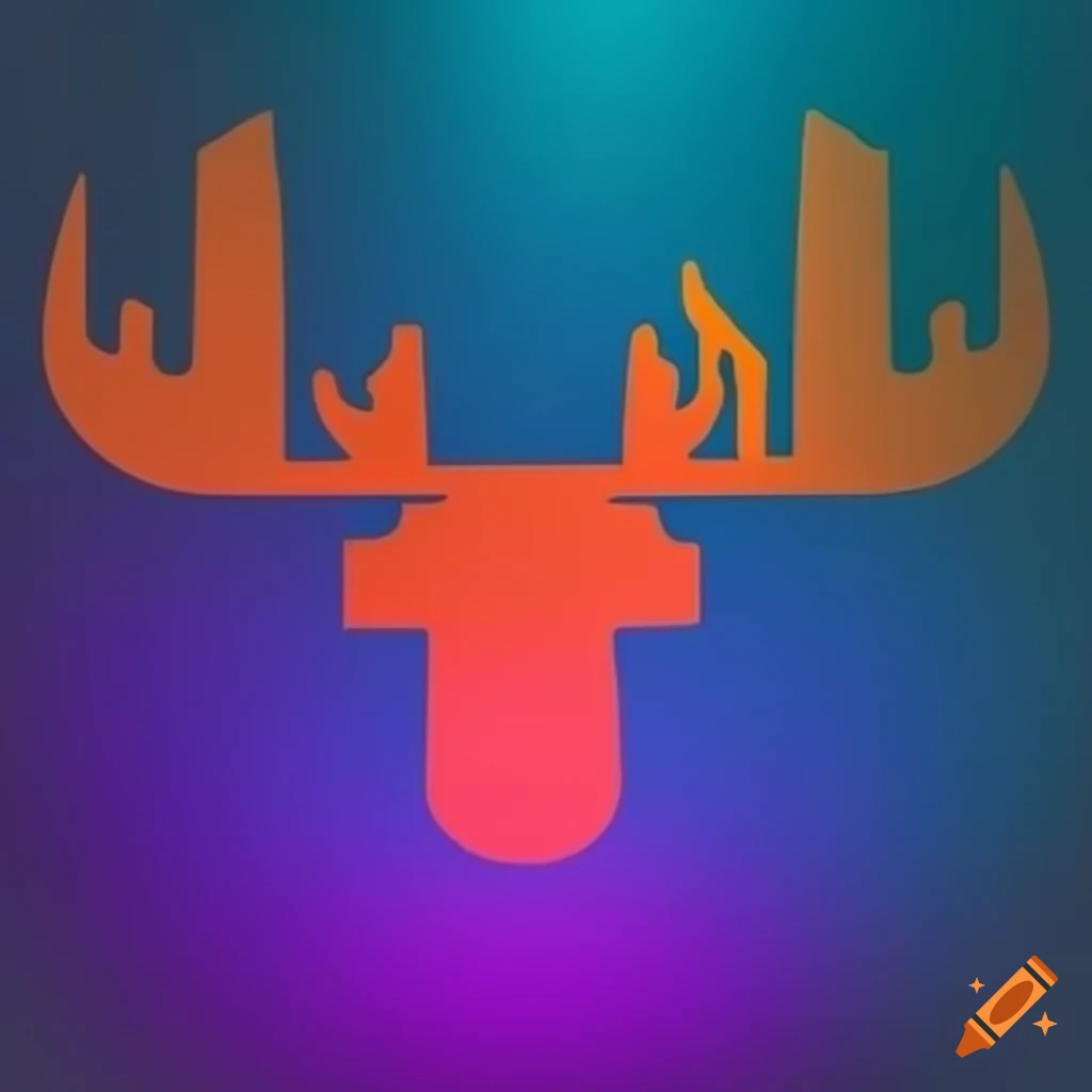 Stylized moose logo gaming with headphones at a laptop on Craiyon