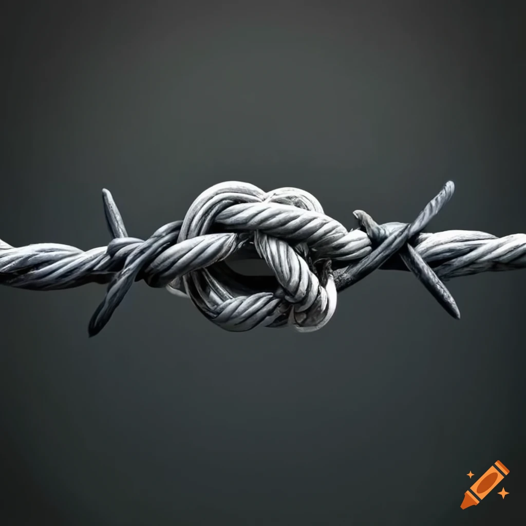 Black barbed wire with a knot on Craiyon