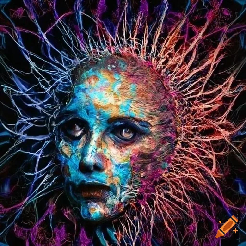 Electric rays forming a face on Craiyon