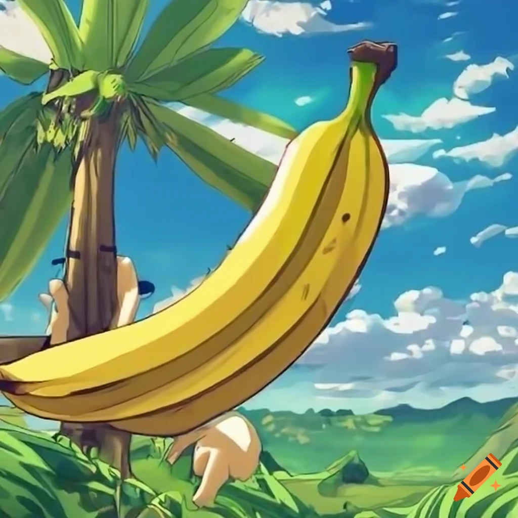 Banana farm depicted in an anime style on Craiyon