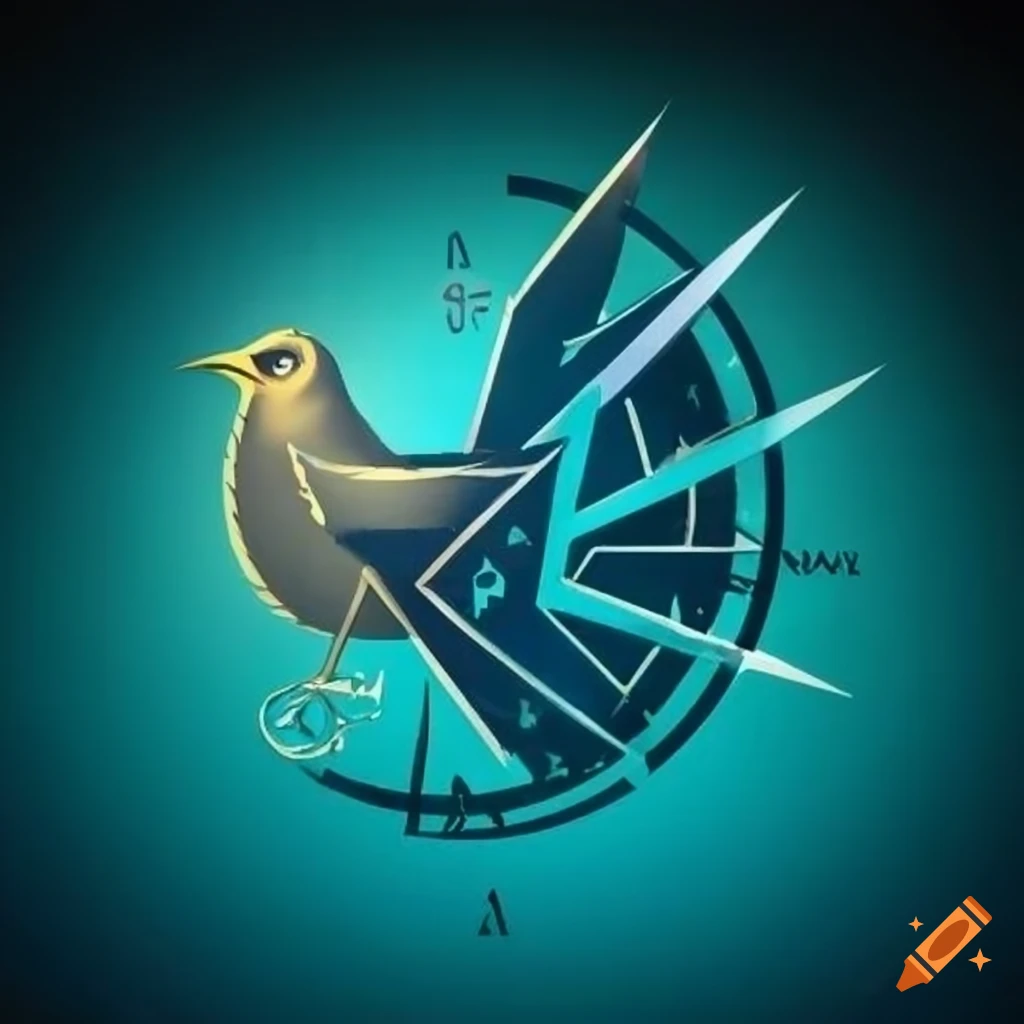 Logo of a compass with a bird on Craiyon