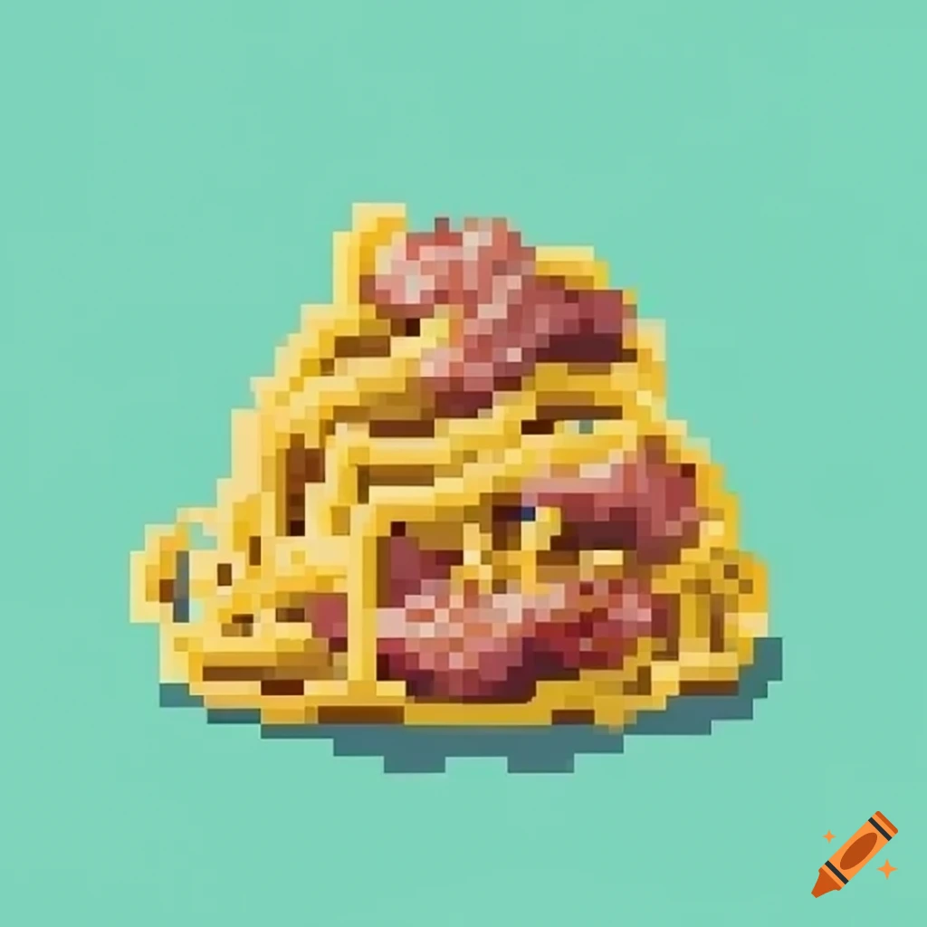 Pixel art of delicious carbonara pasta on Craiyon