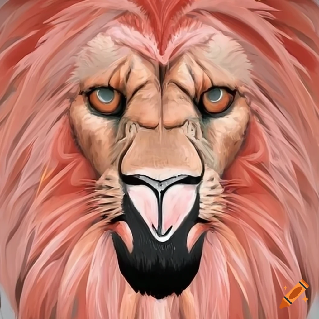 Flamingo with a lion face on Craiyon