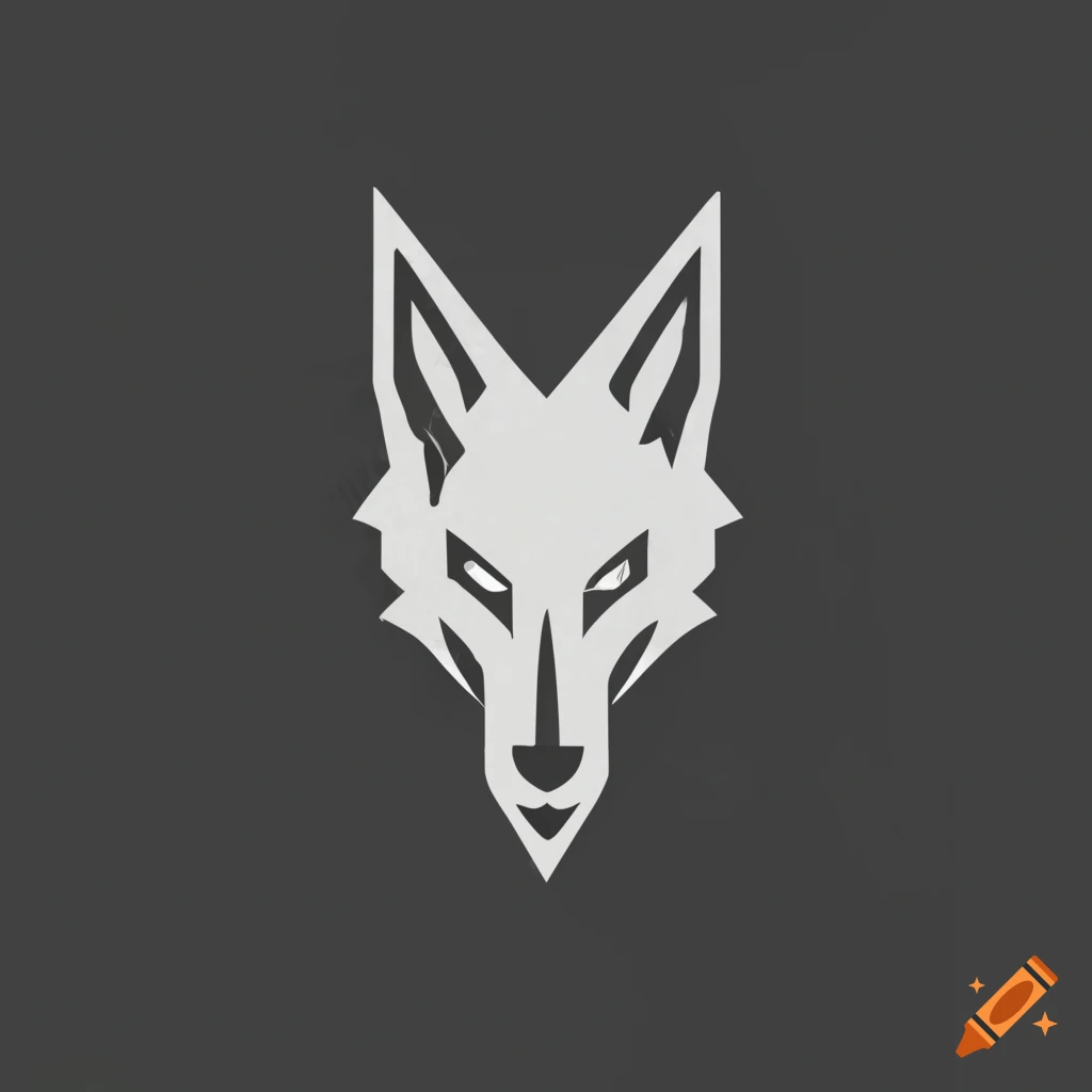 Symmetrical minimalist coyote head logo design in vector style on Craiyon