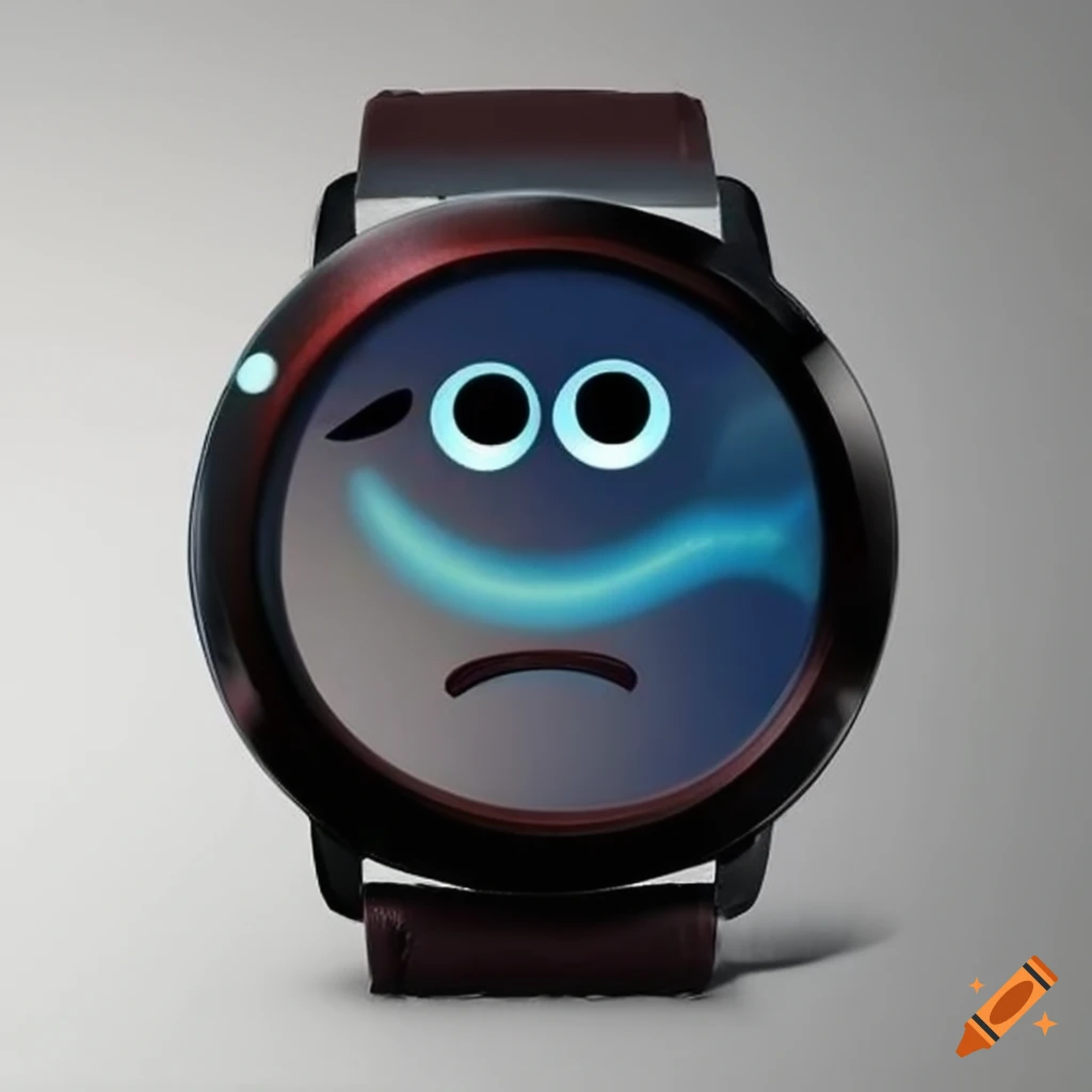 Digital watch with a sad face on Craiyon