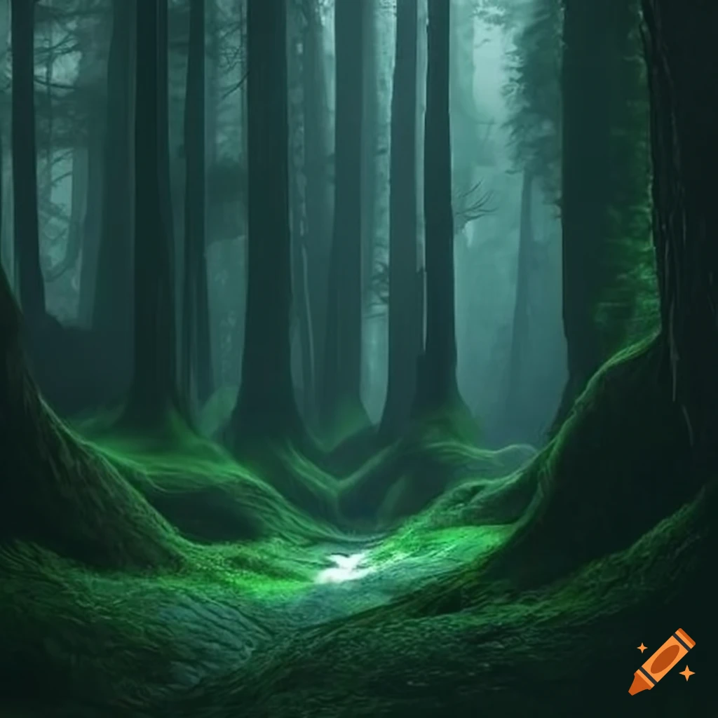 Beautiful light forest scene on Craiyon