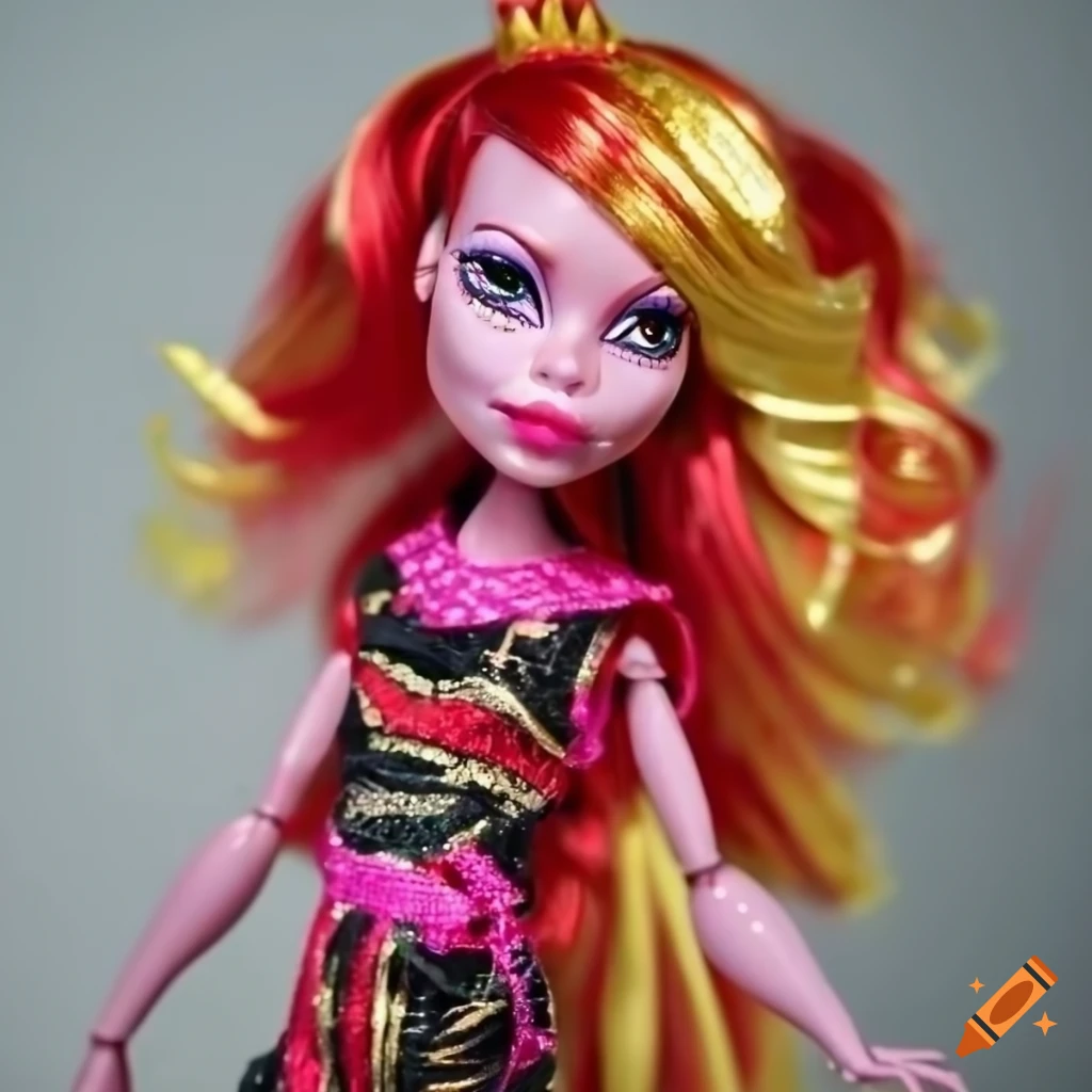 Monster High Doll Dragon With Red And Gold Hair And Long Dress On Craiyon