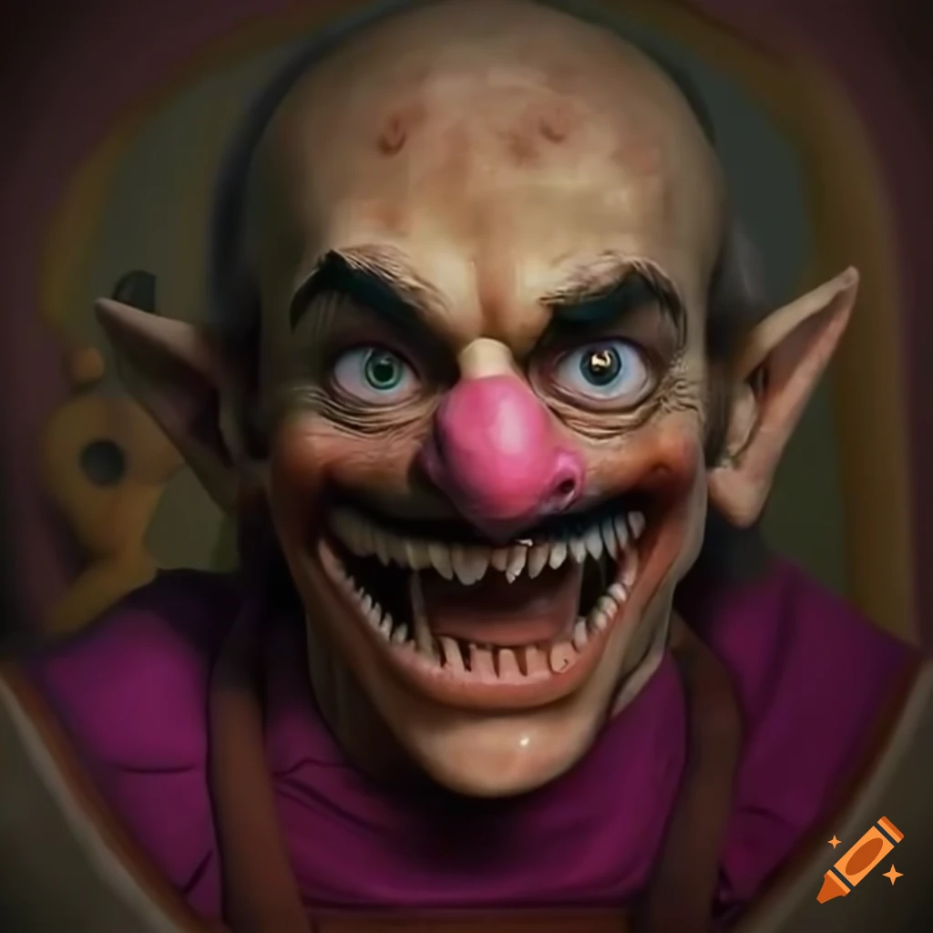 Ultra realistic depiction of Waluigi in a nightmarish Efteling room on ...