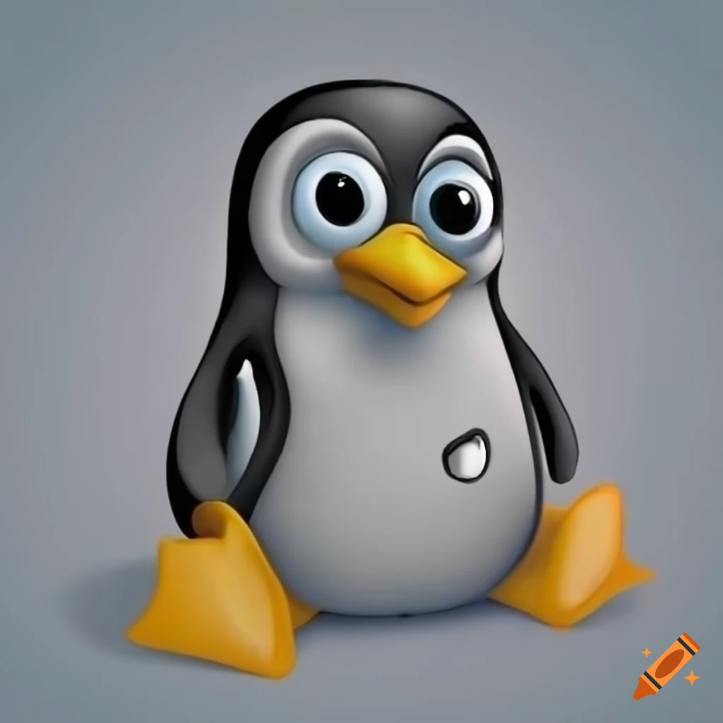 Cartoon tux the linux penguin character on Craiyon