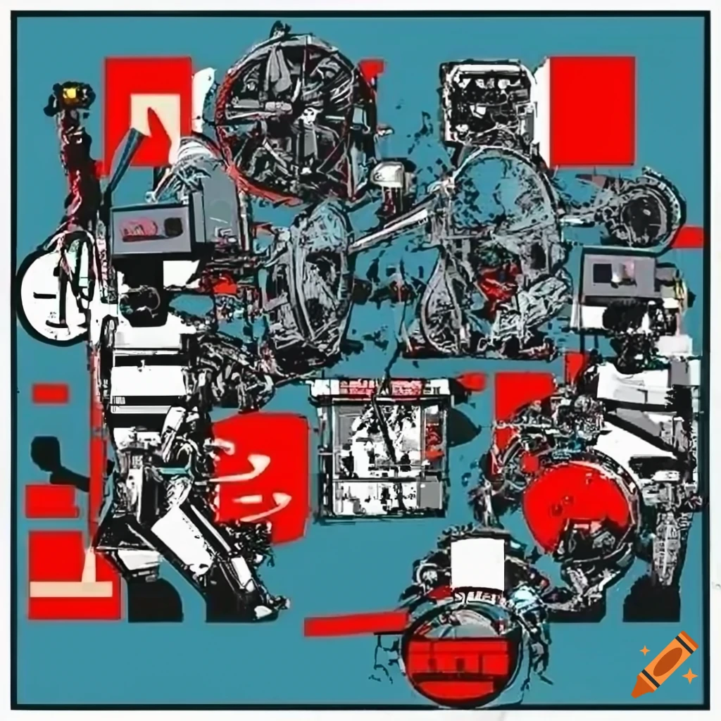 Band poster in the style of dada for music album "writhing" by broken ...