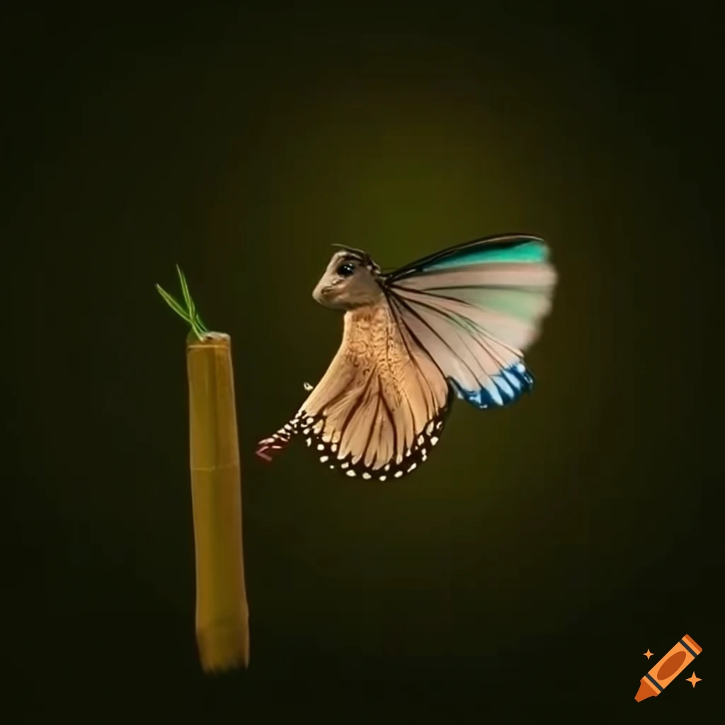 Sheep with butterfly wings grazing on bamboo on Craiyon