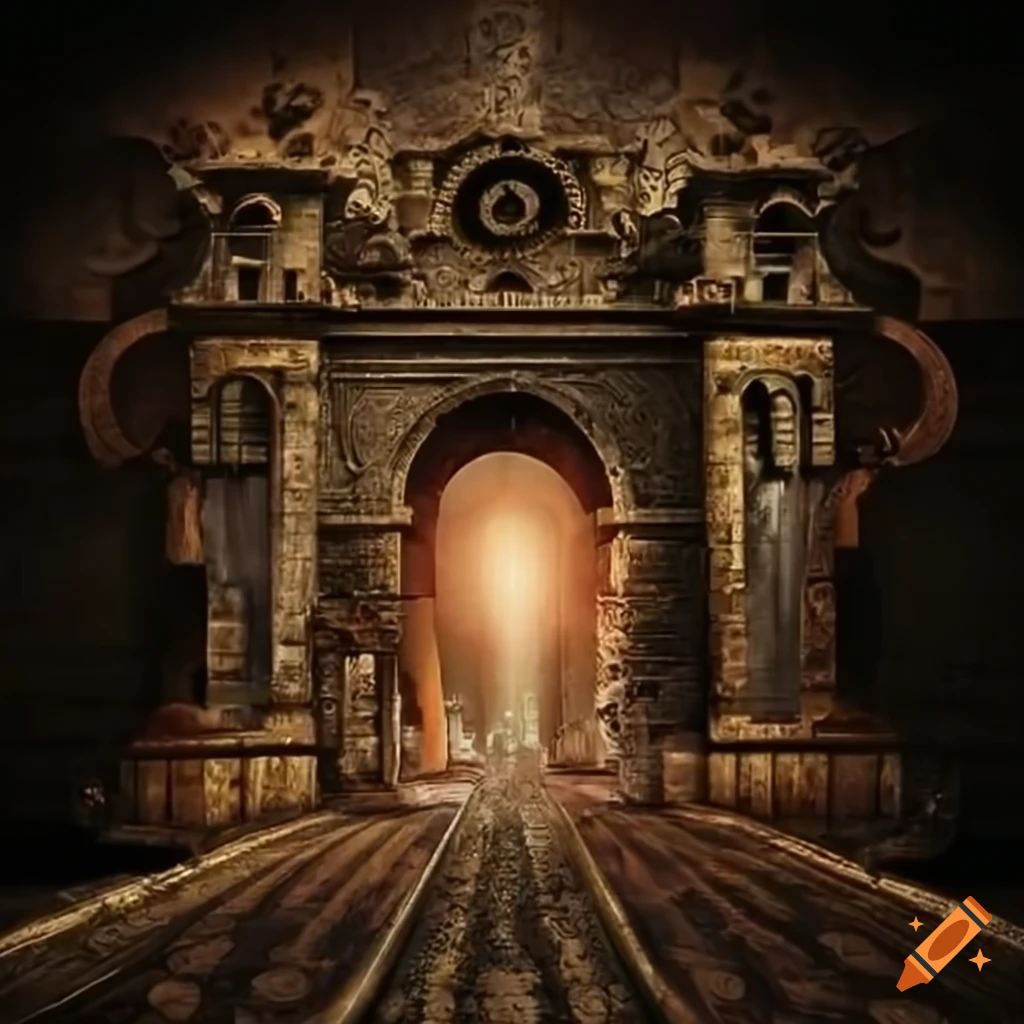 Steampunk city gate wall on Craiyon