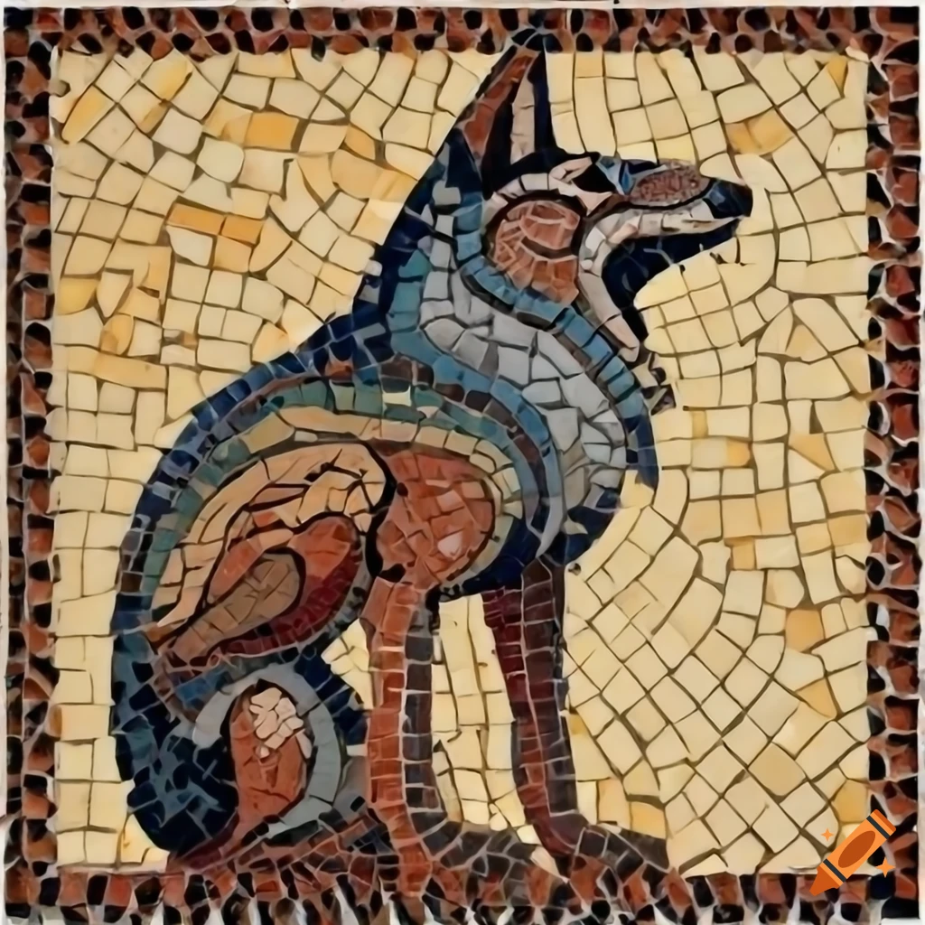 Tile mosaic of jackal in greek mythology on Craiyon