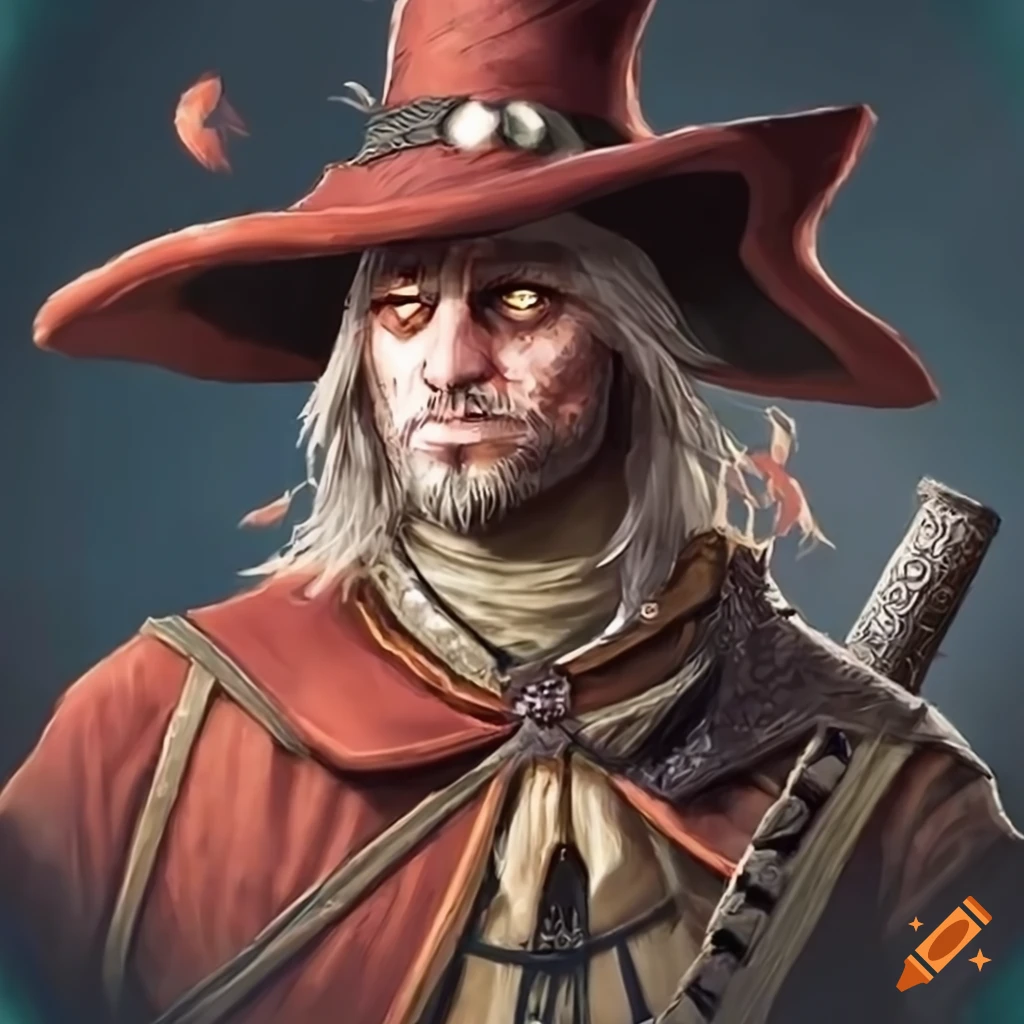 Rincewind portrayed as witcher character on Craiyon