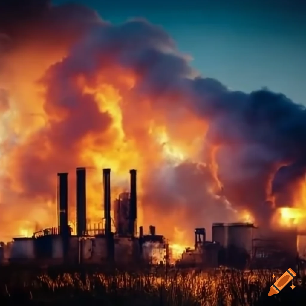 Industrial plant accident causing massive pollution on Craiyon