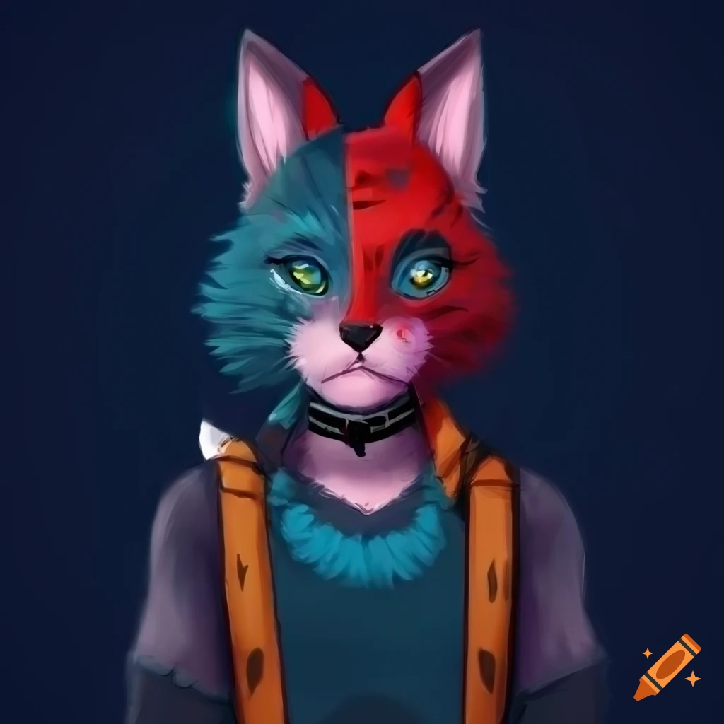 Happy and sweet punk/goth male character with a blue jaguar anthro ...