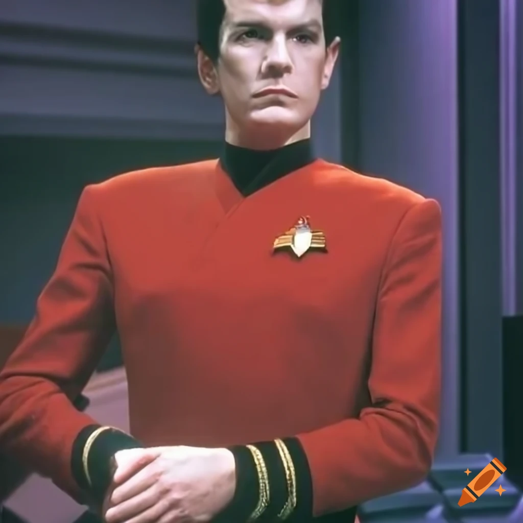 Vulcan guy in red Starfleet uniform on Craiyon