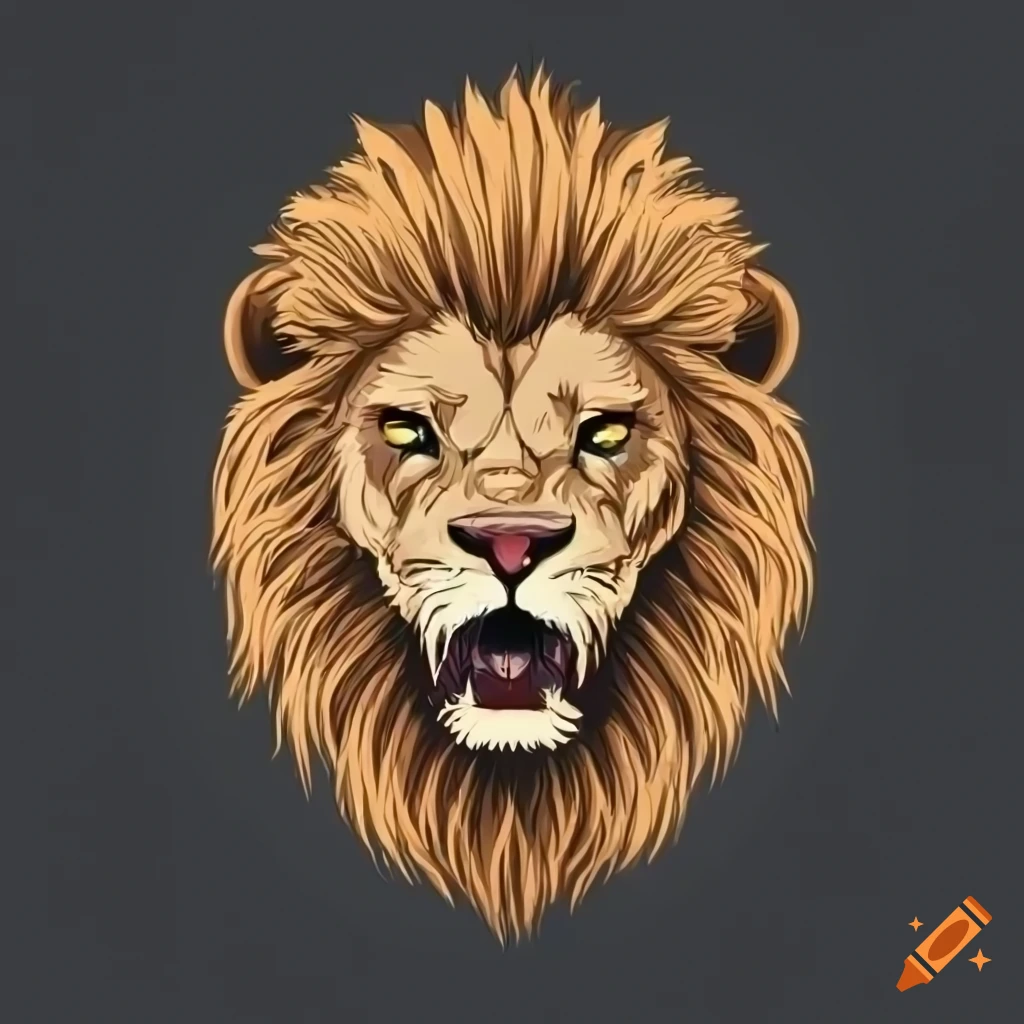 Roaring lion vector illustration on Craiyon