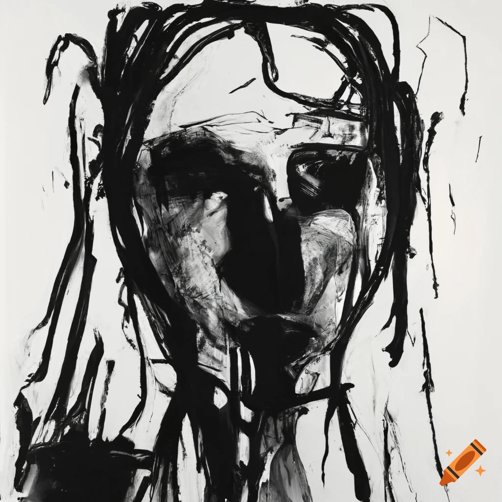 Portrait of a shrouded woman in the style of georg baselitz and willem ...