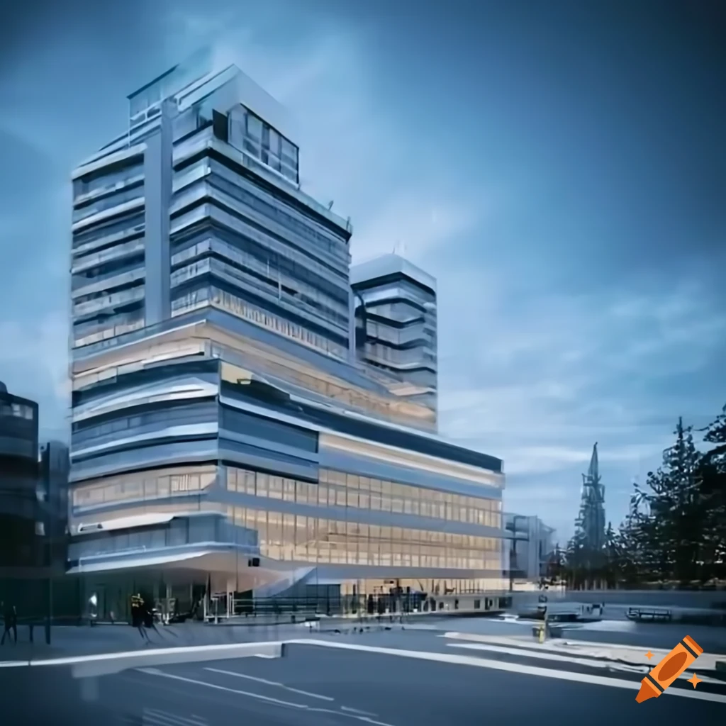 Modern hospital building in the city with advanced medical equipment on ...